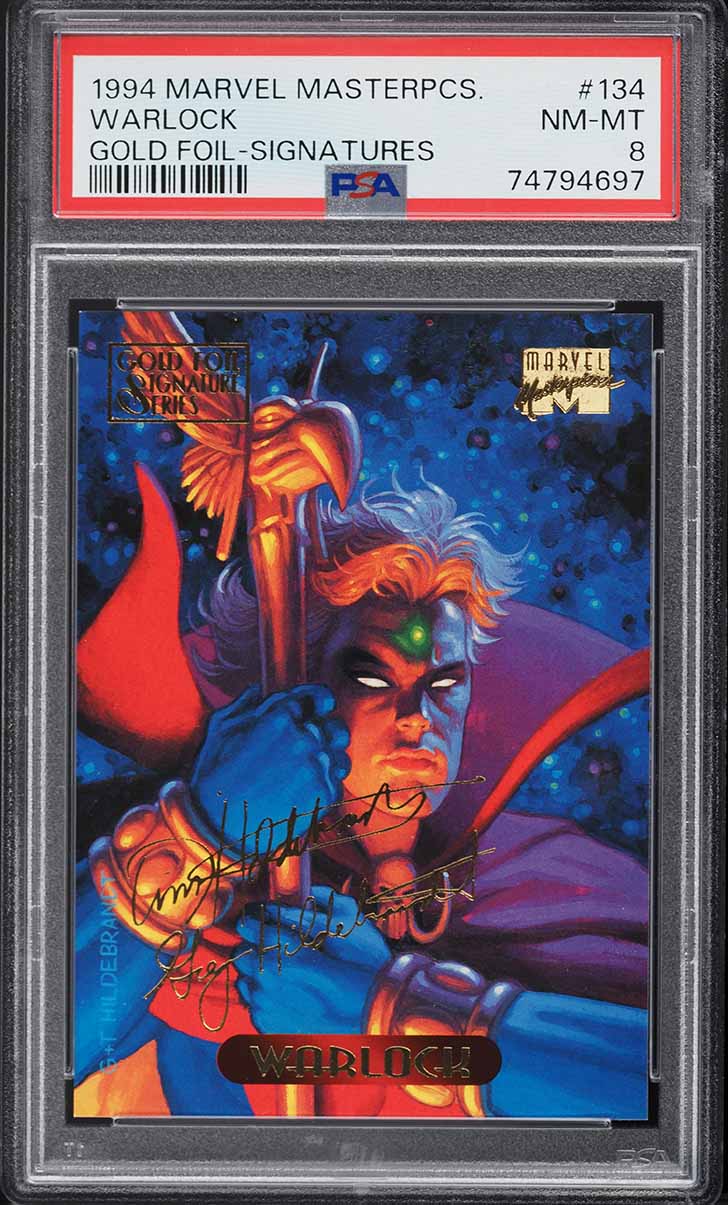 1994 Marvel Masterpieces Gold Foil Signatures Warlock #134 PSA 8 NM-MT ...