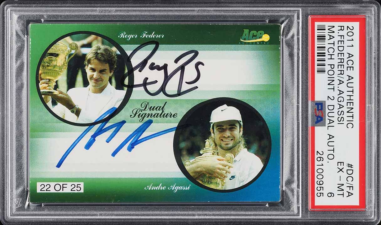 2011 Ace Authentic Match Point 2 Dual Roger Federer Andre Agassi AUTO ...