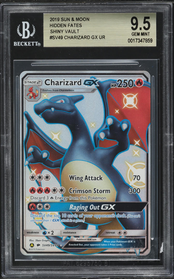 2019 Pokemon Sun & Moon Hidden Fates Shiny Charizard GX #SV49 BGS 9.5 ...