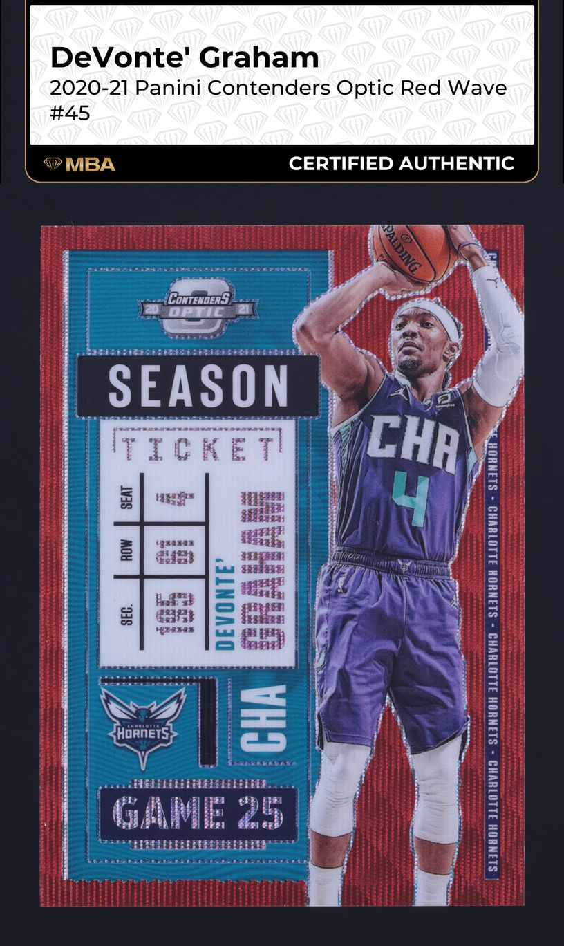 2020 Panini Contenders Optic Red Wave DeVonte' Graham #45 MBA AUTH on ...
