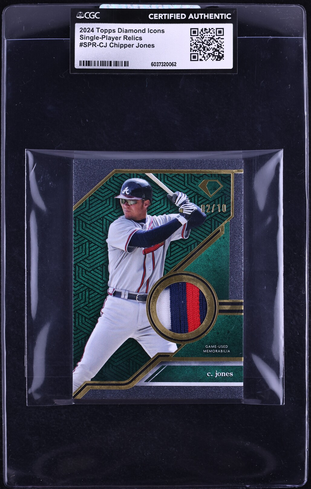 2024 Topps Diamond Icons Single-Player Chipper Jones PATCH /10 #SPR-CJ ...