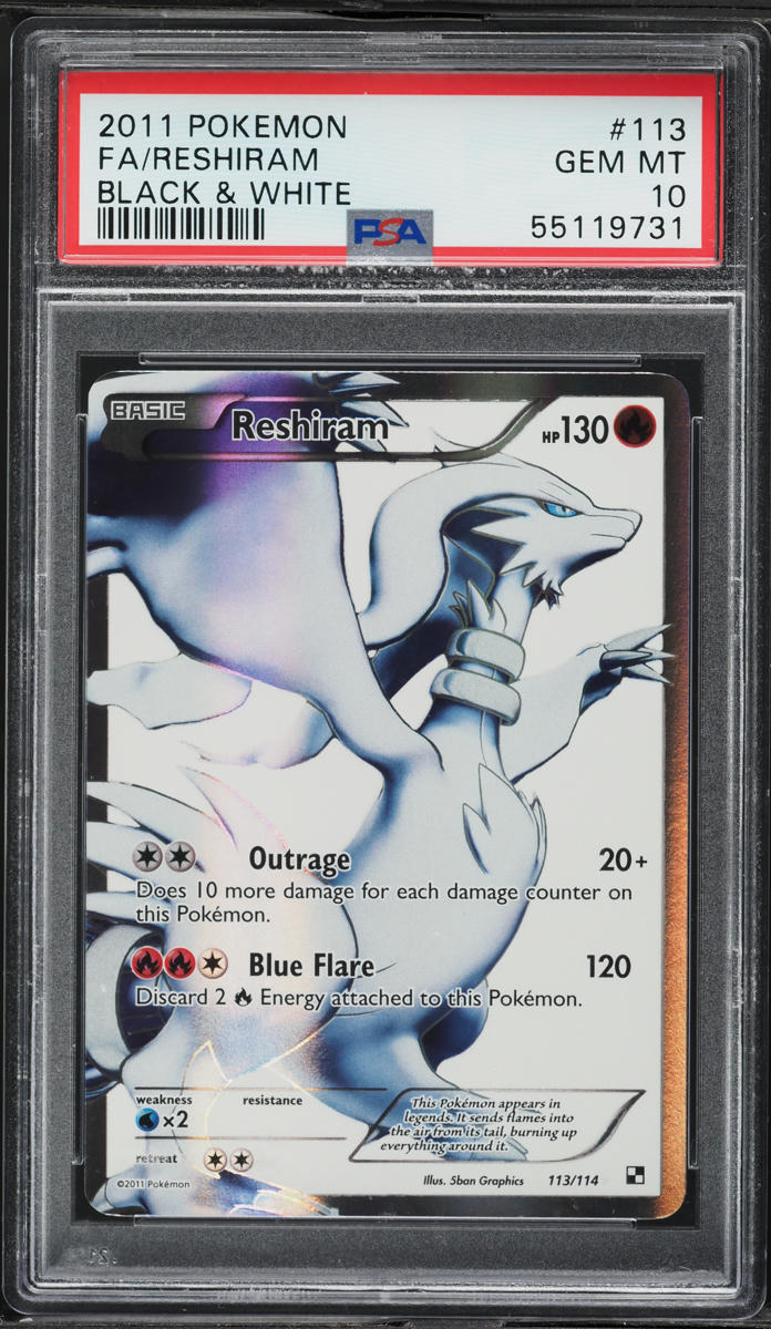 2011 Pokemon Black & White Full Art Reshiram #113 PSA 10 GEM MINT on ...