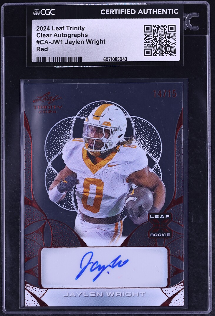 2024 Leaf Trinity Clear Red Jaylen Wright ROOKIE AUTO /15 #CA-JW1 CGC ...