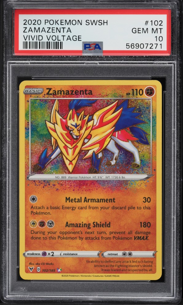 2020 Pokemon Sword & Shield Vivid Voltage Amazing Rare Zamazenta #102 ...