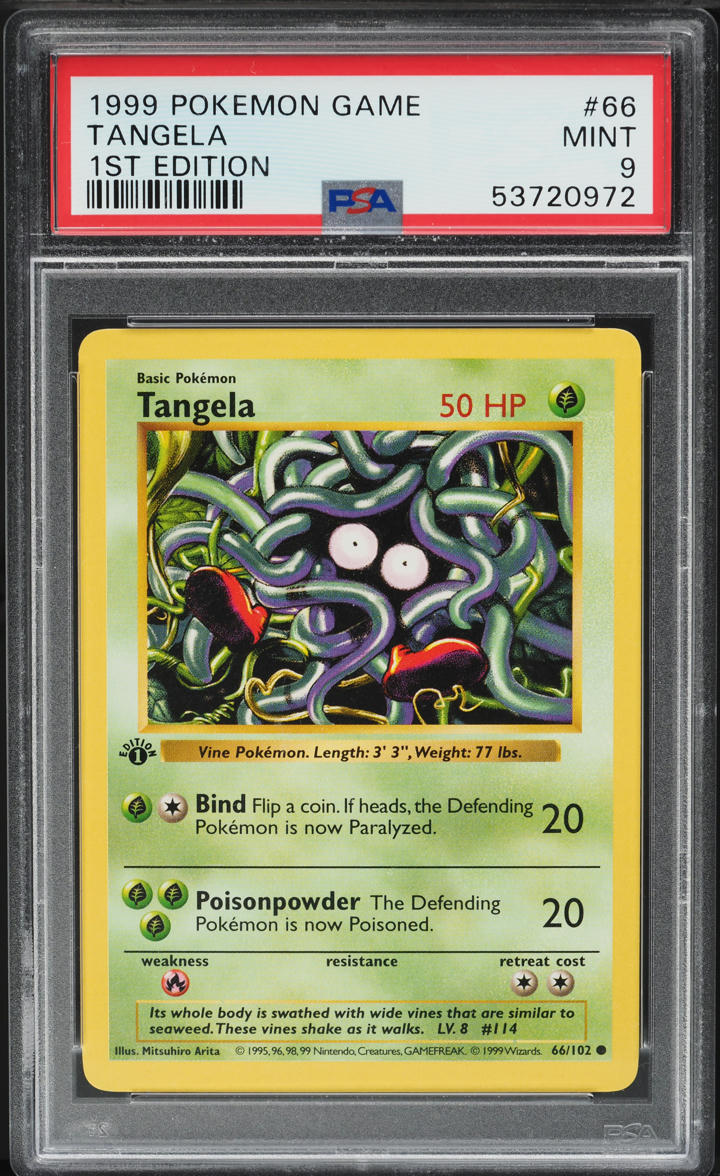 1999 Pokemon Base Set Shadowless 1st Edition Tangela #66 PSA 9 MINT on ...
