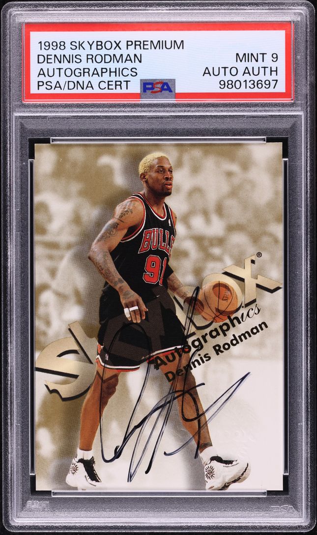 1998 Skybox Premium Autographics Dennis Rodman AUTO PSA 9 MINT on ...