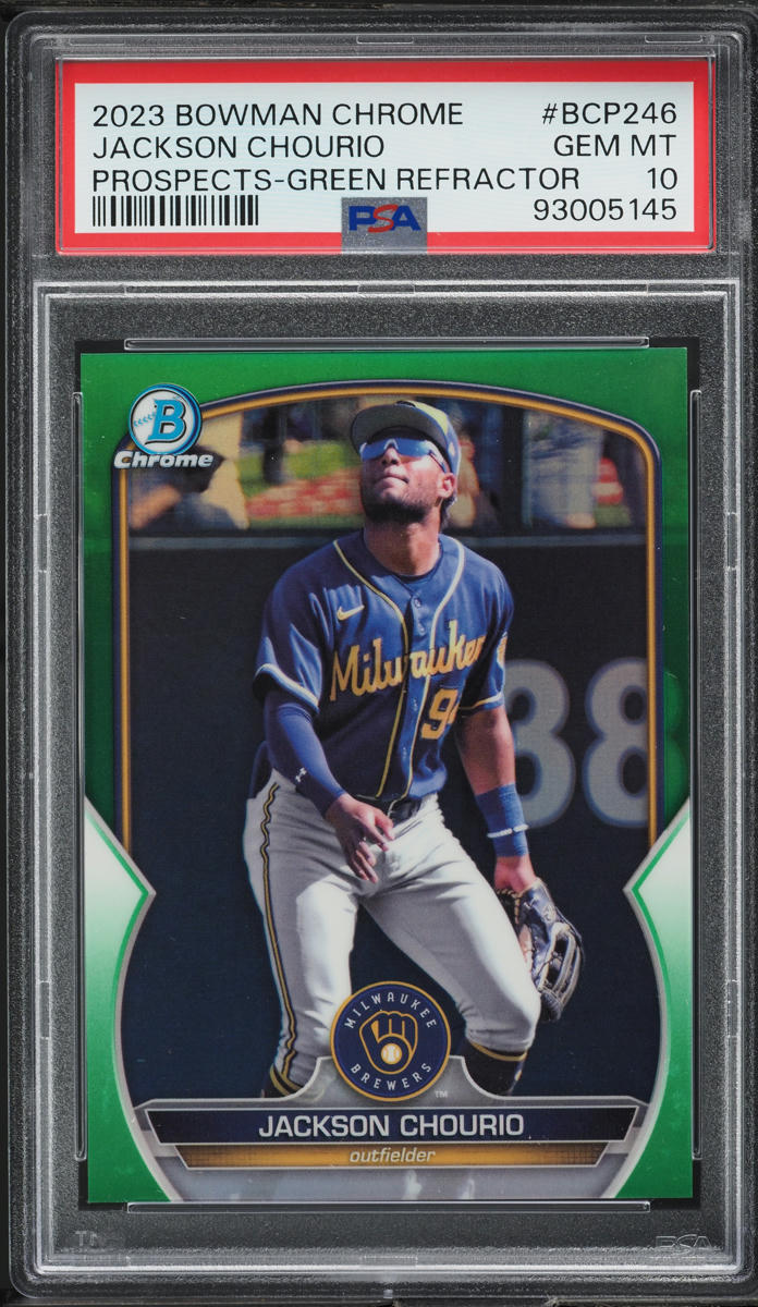 2023 Bowman Chrome Green Refractor Jackson Chourio ROOKIE /99 #BCP-246 ...