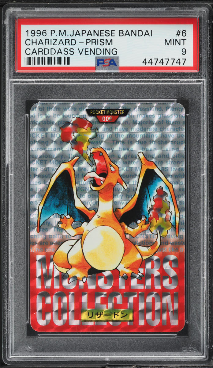 1996 Pokemon Japanese Bandai Carddass Vending Prism Charizard #6 PSA 9 ...