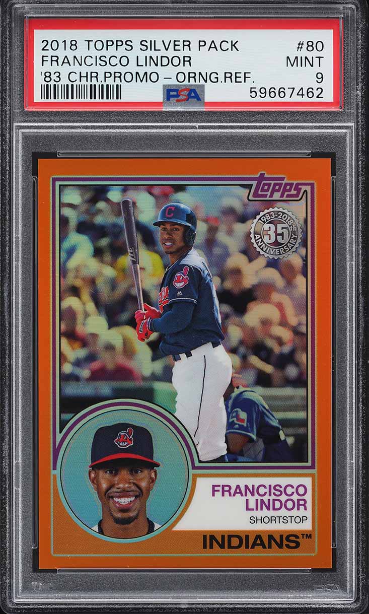 2018 Topps Silver Pack '83 Chrome Orange Refractor Francisco Lindor /25 PSA 9 on Fanatics Collect