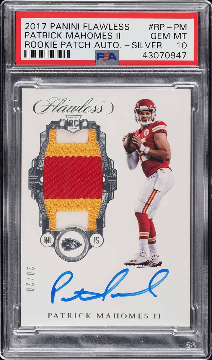 2017 Panini Flawless Silver Patrick Mahomes II ROOKIE PATCH AUTO 20/20 ...