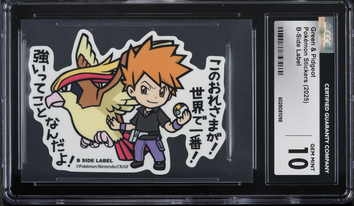 2025 Pokemon Japanese Stickers B-Side Label Green & Pidgeot CGC 10 GEM ...