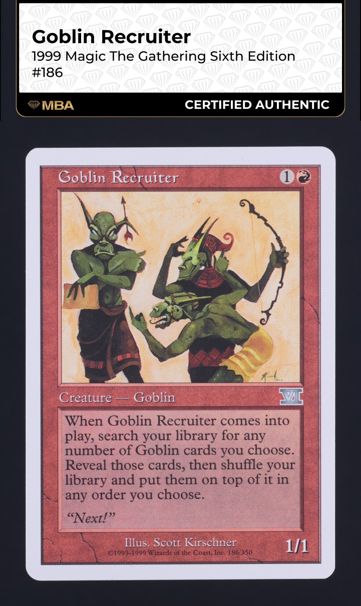 1999 Magic The Gathering MTG Sixth Edition Goblin Recruiter #186 MBA ...