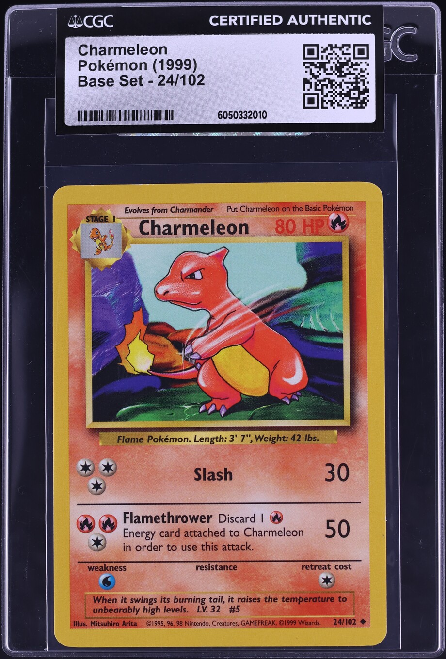 1999 Pokemon Base Set Charmeleon #24 CGC AUTH on Fanatics Collect
