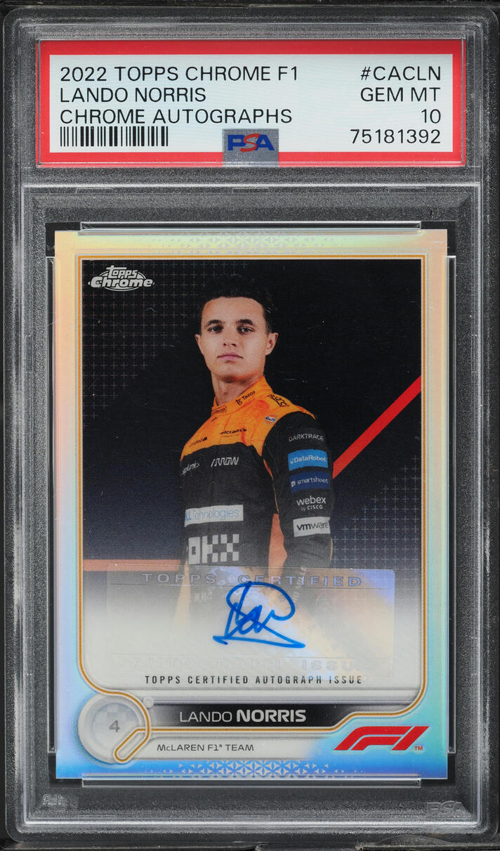 2022 Topps Chrome Formula 1 F1 Lando Norris AUTO #CACLN PSA 10 GEM MINT ...