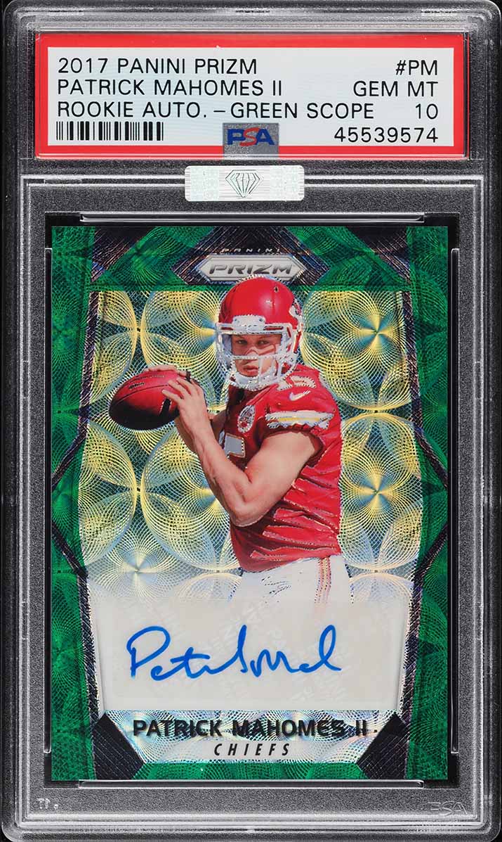 2017 Panini Prizm Green Scope Patrick Mahomes ROOKIE AUTO /99 MBA PSA ...