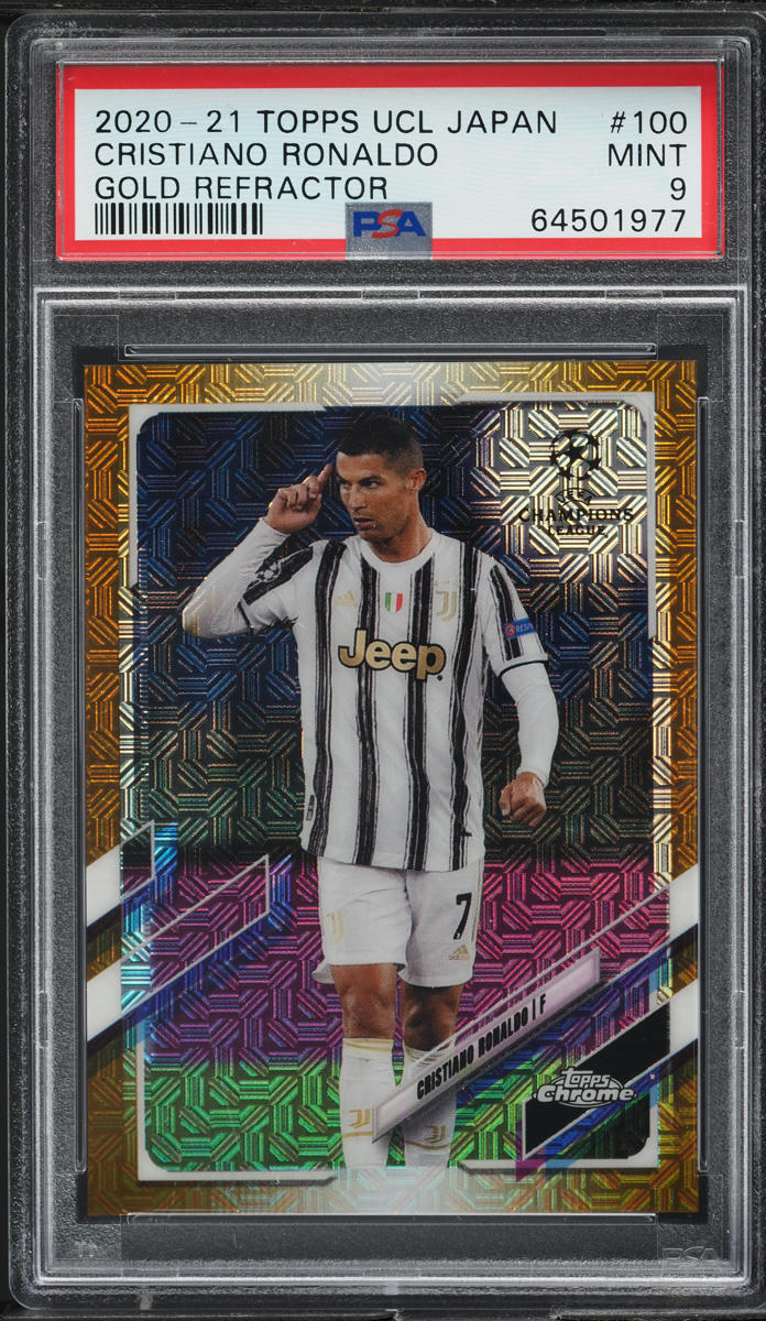2020 Topps UEFA Japan Ed Gold Refractor Cristiano Ronaldo /50 #100 PSA 9 MINT on Fanatics Collect