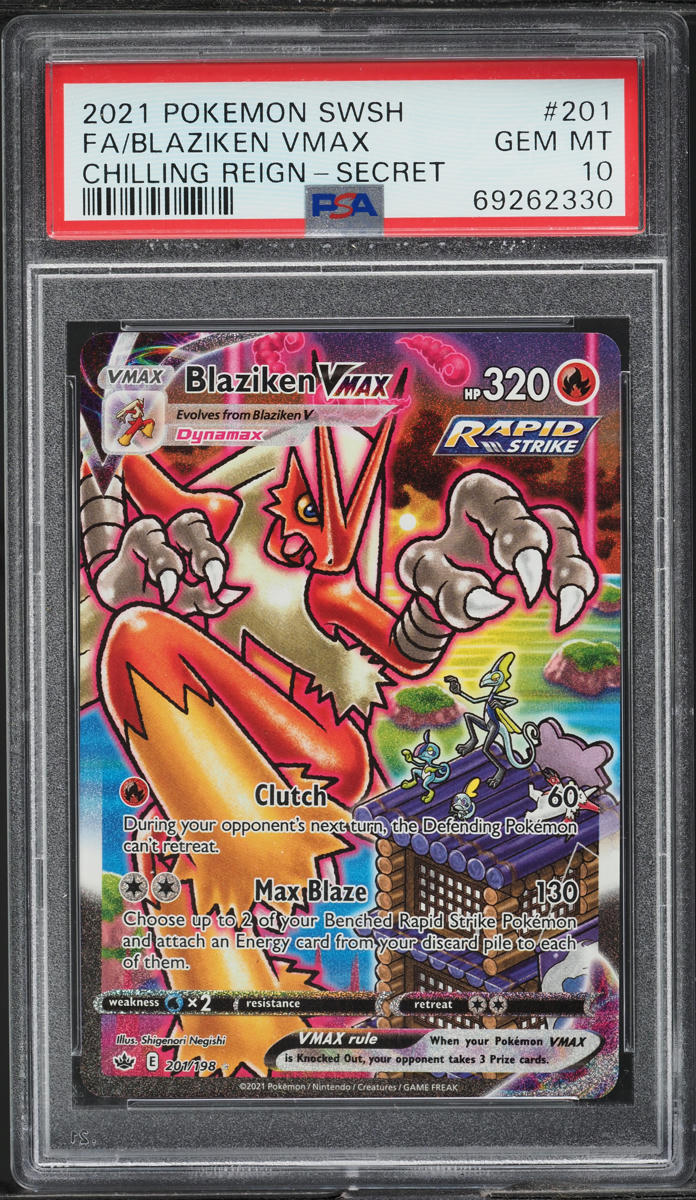 2021 Pokemon SWSH Chilling Reign Full Art Blaziken VMAX #201 PSA 10 GEM MINT on Fanatics Collect