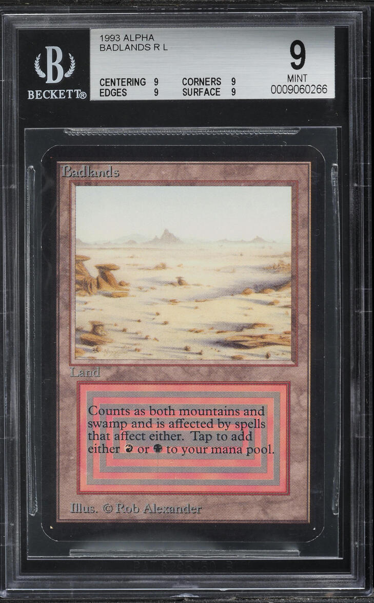 1993 Magic The Gathering MTG Alpha Dual Land Badlands BGS 9 MINT on ...