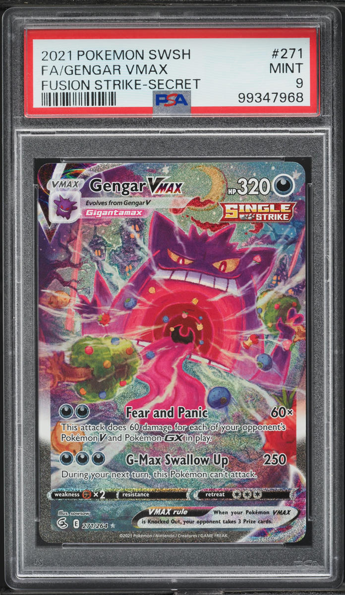 2021 Pokemon Sword & Shield Fusion Strike Full Art Gengar VMAX #271 PSA ...