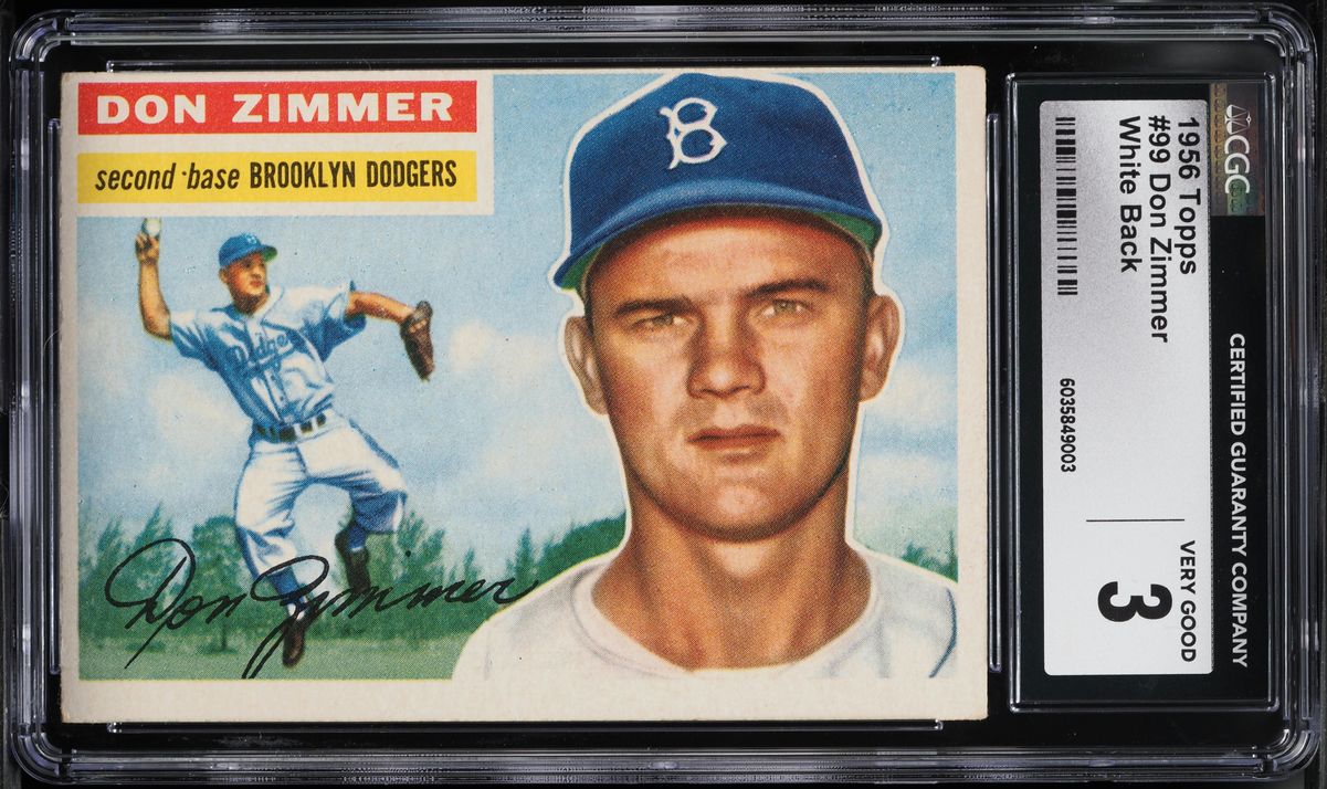 1956 Topps Don Zimmer WHITE BACK #99 CGC 3 VG on Fanatics Collect