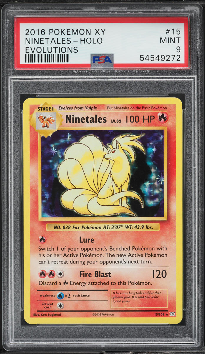 2016 Pokemon XY Evolutions Holo Ninetales #15 PSA 9 MINT on Fanatics Collect
