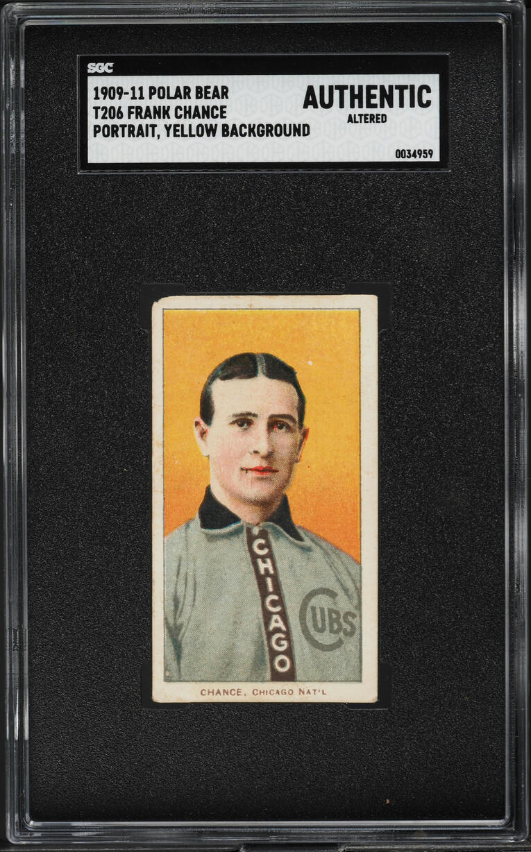 1909-11 T206 Frank Chance PORTRAIT, YELLOW BACKGROUND, POLAR BEAR SGC ...