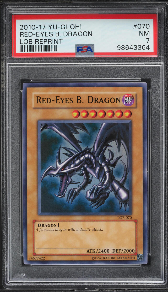 2010 Yu-Gi-Oh! Legend Of Blue-Eyes Reprint Red-Eyes Black Dragon #LOB-070 PSA 7 on Fanatics Collect