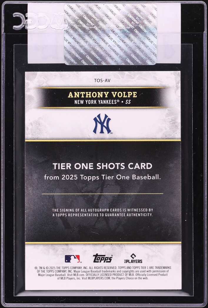 2025 Topps Tier One Shots Anthony Volpe AUTO /99 #TOS-AV CGC AUTH on ...