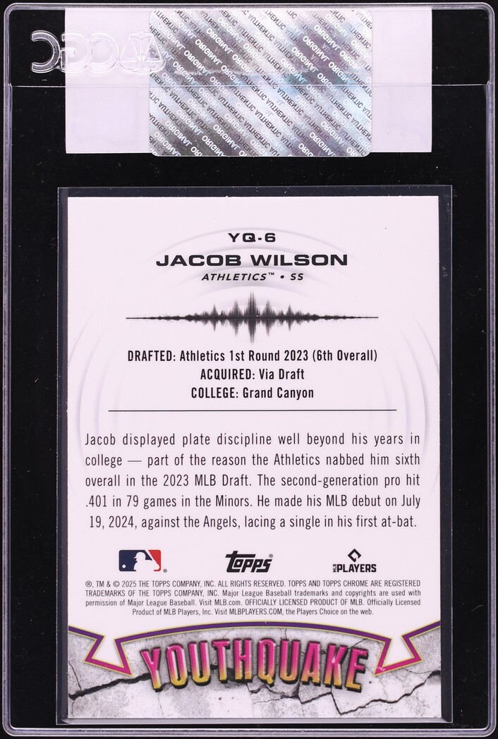 2025 Topps Chrome Youthquake Jacob Wilson ROOKIE #YQ-6 CGC AUTH on ...