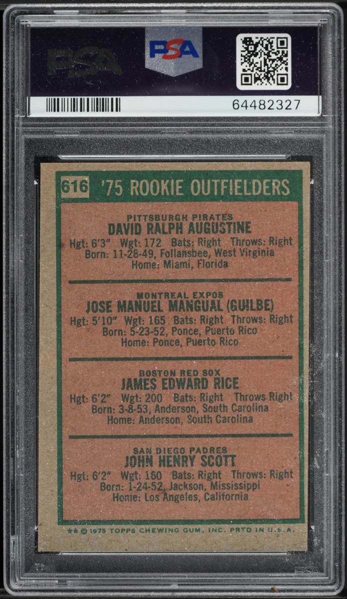 1975 Topps Jim Rice ROOKIE #616 PSA 6 EXMT on Fanatics Collect