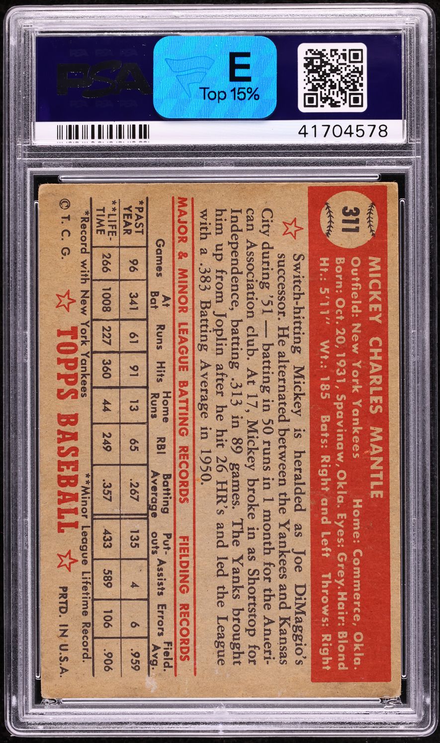 1952 Topps Mickey Mantle #311 PSA 3.5 VG+ on Fanatics Collect