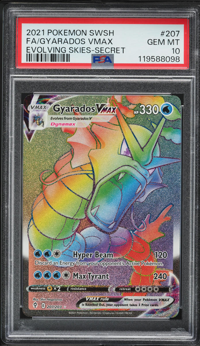 2021 Pokemon SWSH Evolving Skies Rainbow Rare Gyarados VMAX #207 PSA 10 ...