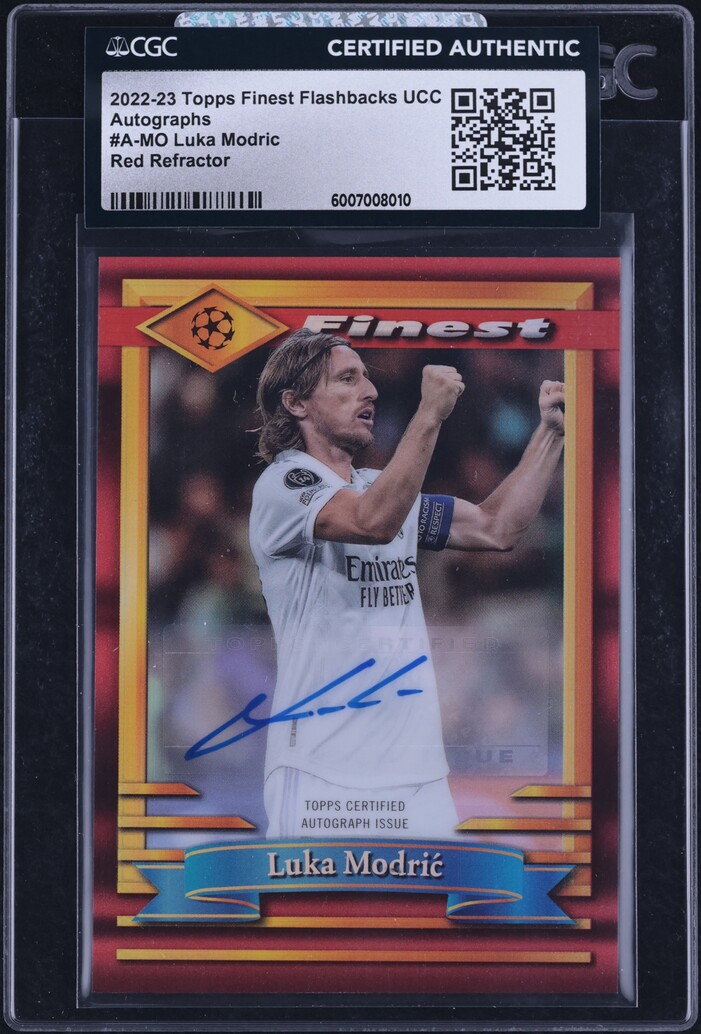 2022 Finest Flashbacks UCC Red Refractor Luka Modric AUTO /5 #A-MO CGC ...