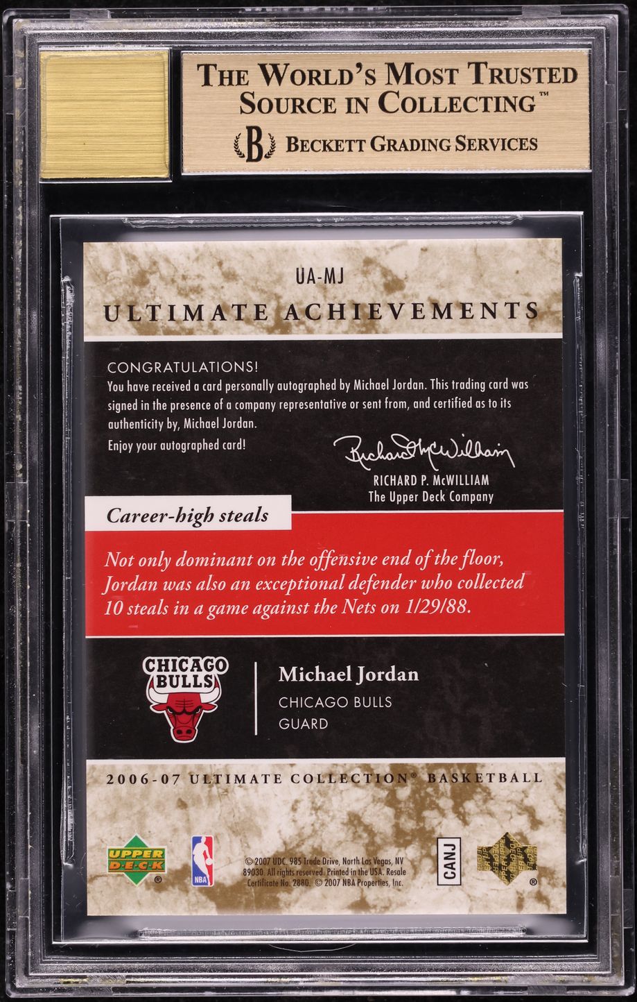 2006 Ultimate Collection Achievements Michael Jordan AUTO 1/10 BGS 9.5 ...