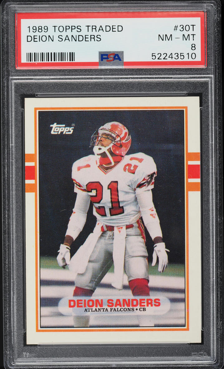 1989 Topps Traded Deion Sanders ROOKIE #30T PSA 8 NM-MT on Fanatics Collect