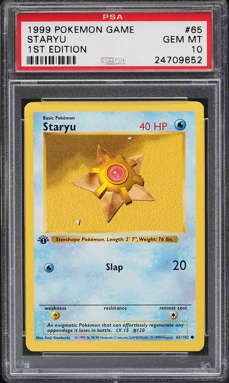 1999 Pokemon Base Set Shadowless 1st Edition Staryu #65 PSA 10 GEM MINT ...
