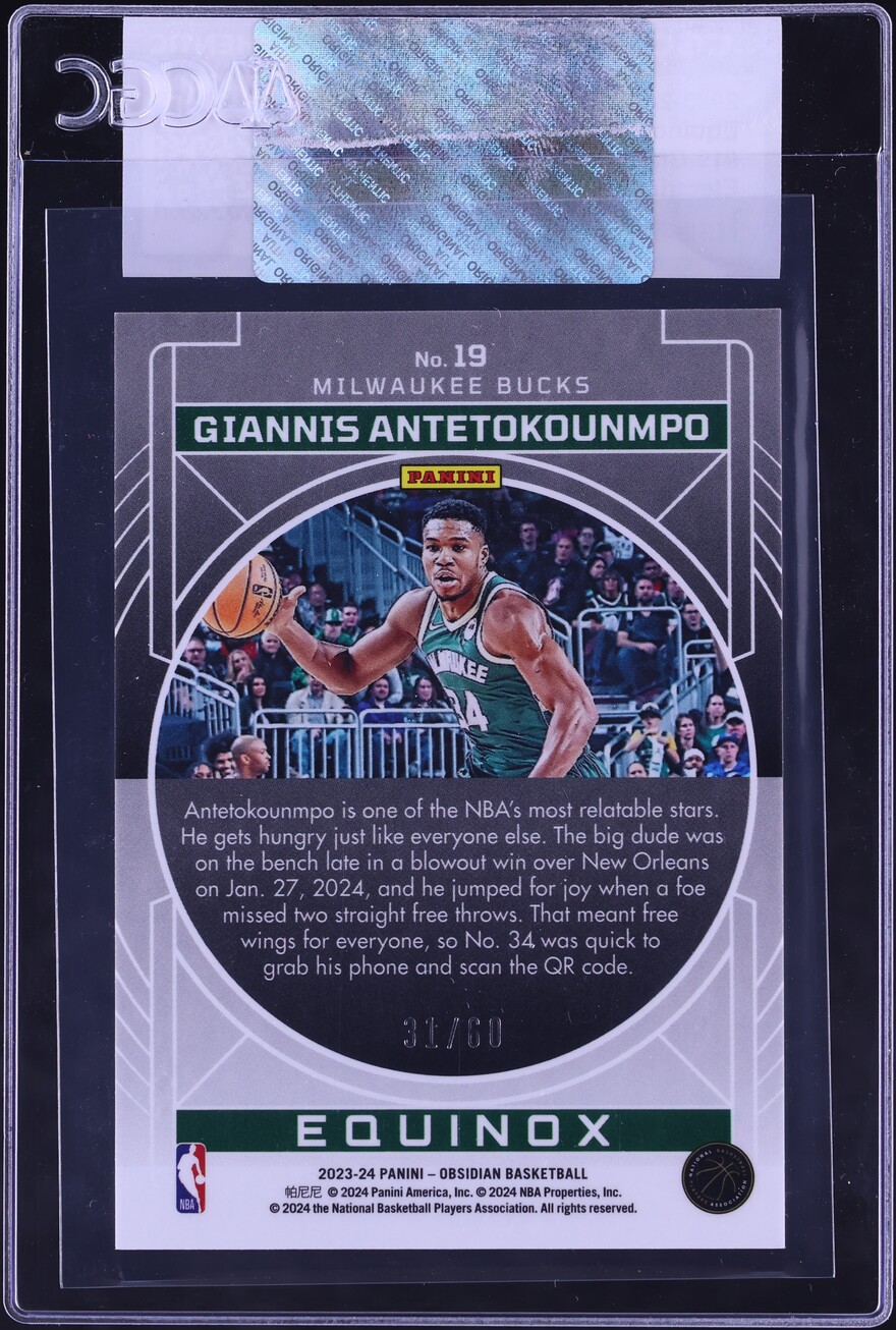 2023 Panini Obsidian Equinox Electric Etch Reggae Flood Giannis ...