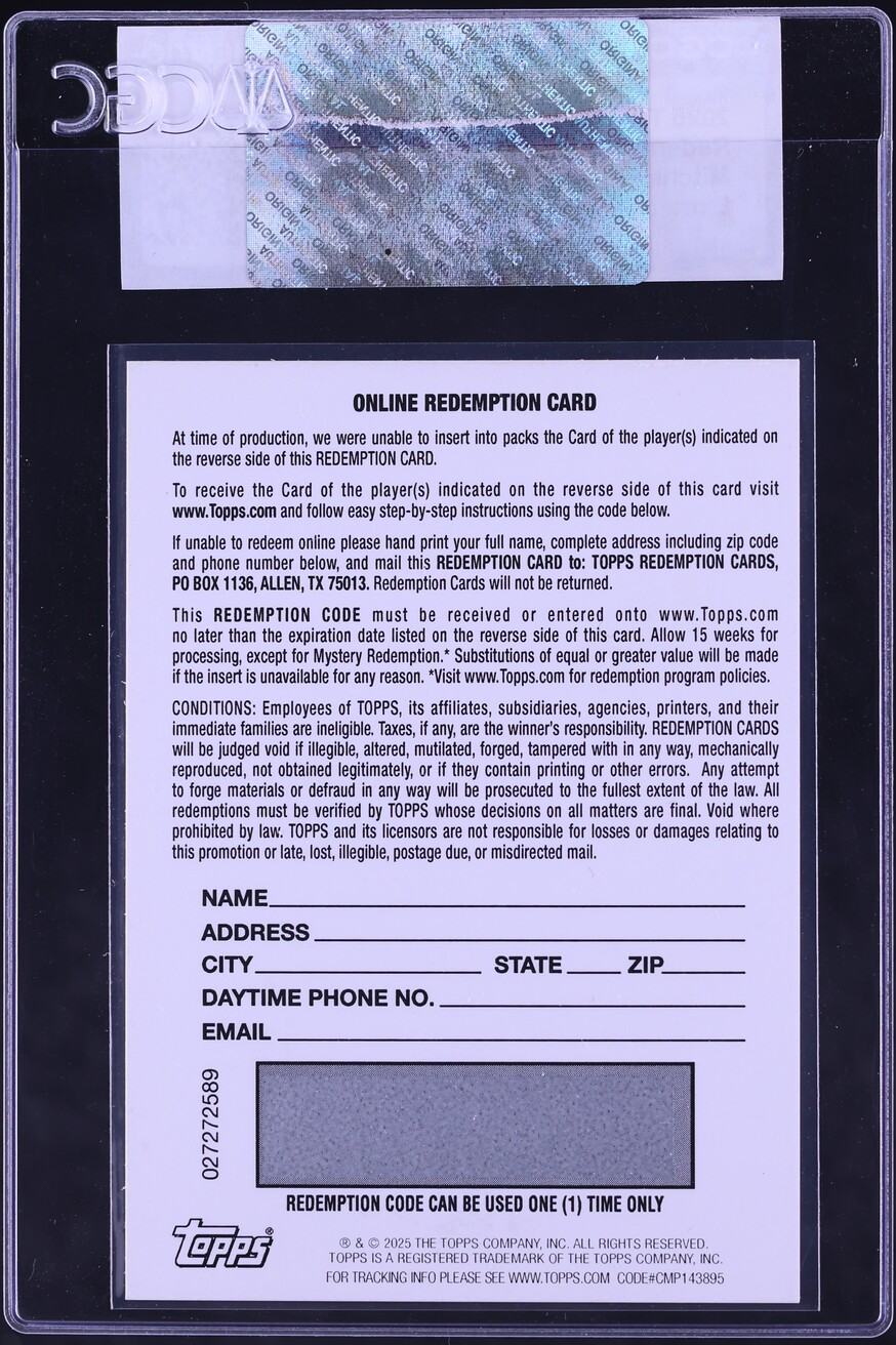 2025 Topps Allen & Ginter Redemption Card Extra Large Mitchell & Ness ...