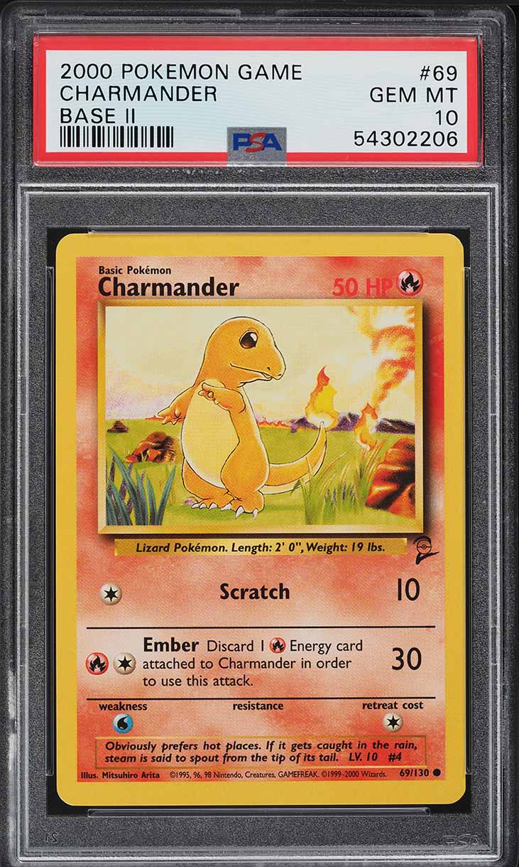 2000 Pokemon Base Set 2 Charmander #69 PSA 10 GEM MINT on Fanatics Collect