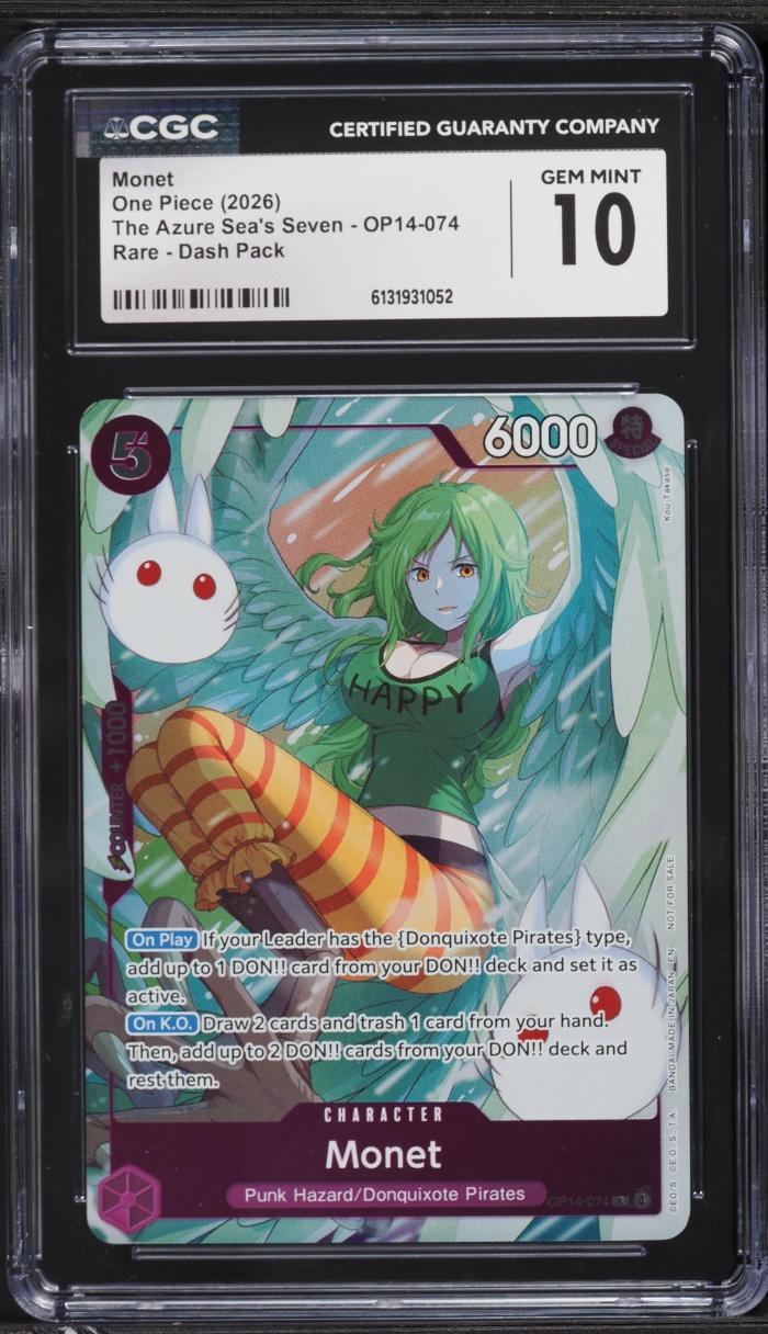2026 One Piece The Azure Sea's Seven Dash Pack Monet #OP14-074 CGC 10 ...