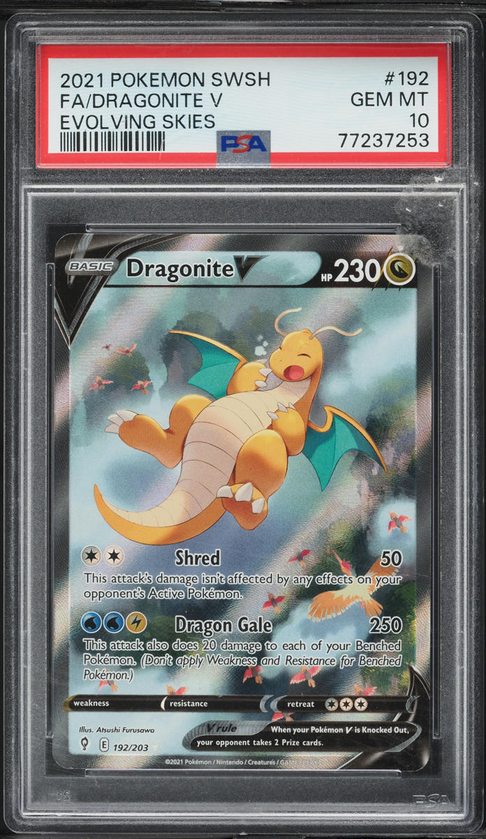 2021 Pokemon Sword & Shield Evolving Skies Full Art Dragonite V #192 PSA 10 GEM on Fanatics Collect