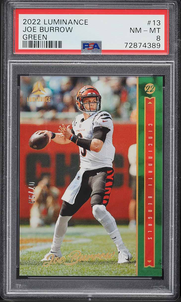 2022 Panini Luminance Green Joe Burrow /99 #13 PSA 8 NM-MT on Fanatics ...