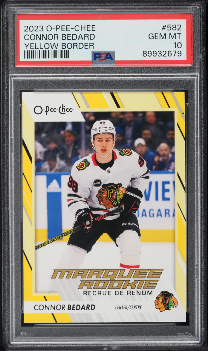 2023 O-Pee-Chee Hockey Yellow Border Connor Bedard ROOKIE #582 PSA 10 ...