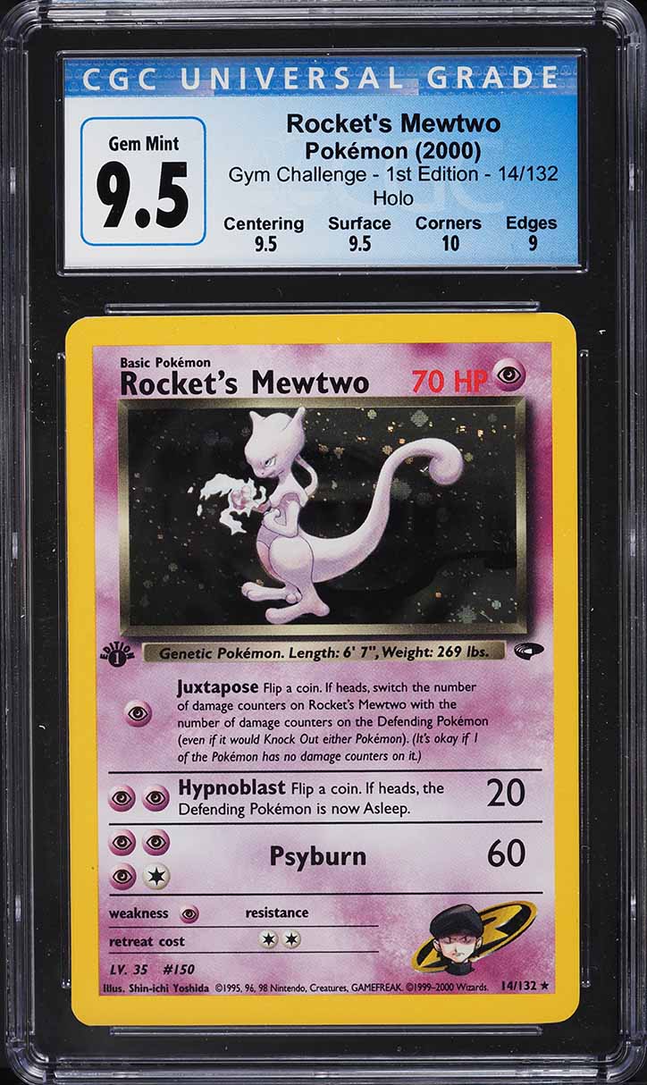 2000 Pokemon Gym Challenge 1st Edition Holo Rocket's Mewtwo #14 CGC 9.5 ...