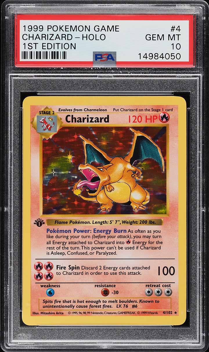 1999 Pokemon Base Set Shadowless 1st Edition Holo Charizard #4 PSA 10 GEM MINT on Fanatics Collect