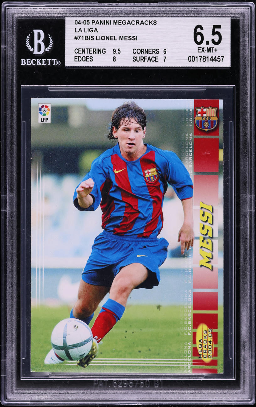 2004 Panini Megacracks La Liga Lionel Messi ROOKIE #71BIS BGS 6.5 EXMT+ ...