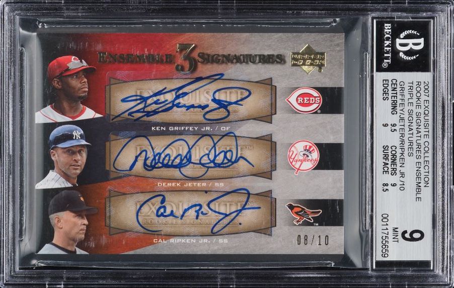 2007 Exquisite Collection Ken Griffey Derek Jeter Cal Ripken Jr. AUTO ...