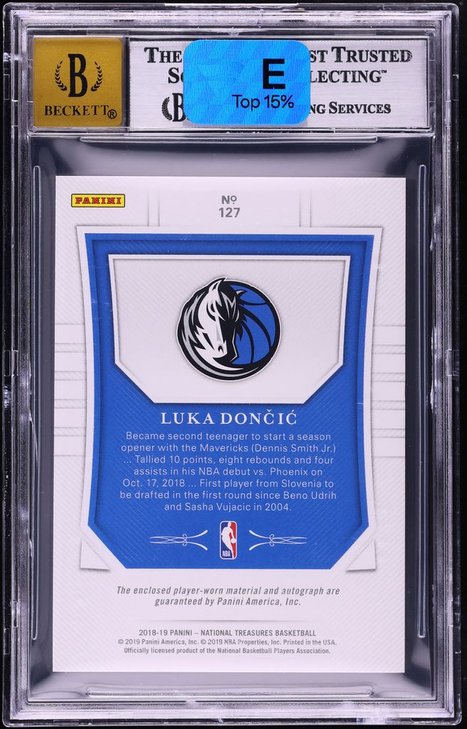 2018 National Treasures Luka Doncic ROOKIE PATCH AUTO /99 #127 BGS 9 ...