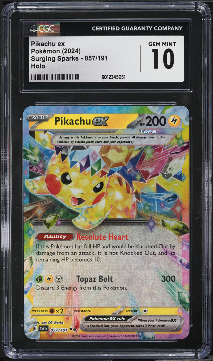 2024 Pokemon SV Surging Sparks Pikachu ex #57 CGC 10 GEM MINT on ...