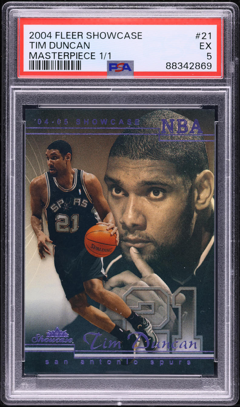 2004 Fleer Showcase Masterpiece Tim Duncan 1/1 #21 PSA 5 EX on Fanatics ...